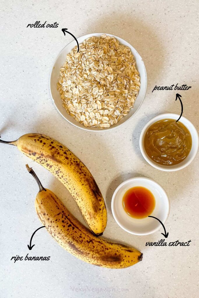 4-Ingredient Banana Oatmeal Peanut Butter Cookies - Very Veganish