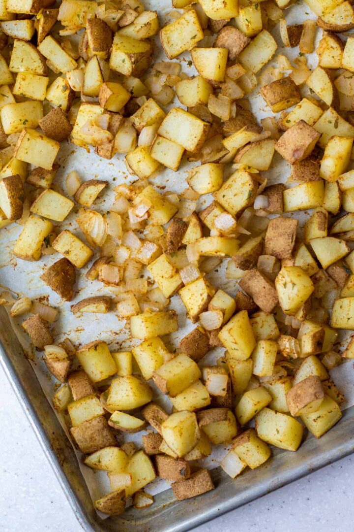 Oil-free Roasted Potatoes and Onion with Cumin, Garlic and Chili Powder ...