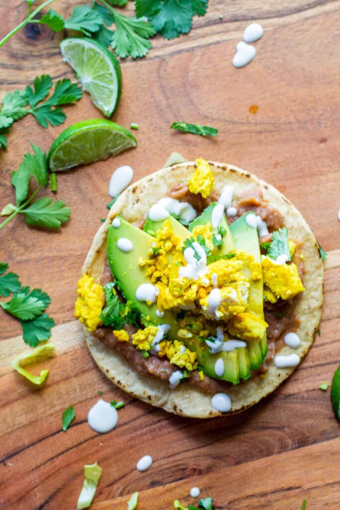 Vegan Breakfast Tostadas with Tofu Scramble, Avocado and Beans - Very ...