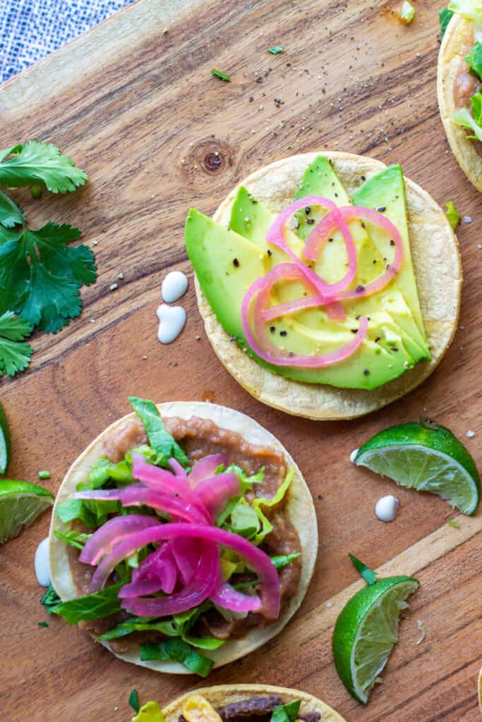 Mini Plant-Based Tostadas, 4 Ways - Very Veganish
