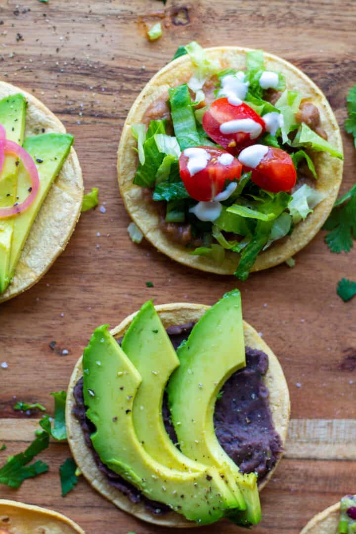 Mini Plant-Based Tostadas, 4 Ways - Very Veganish